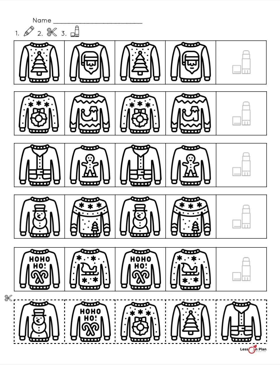 Christmas Sweater Pattern Worksheet | Lesson Plan Co-op